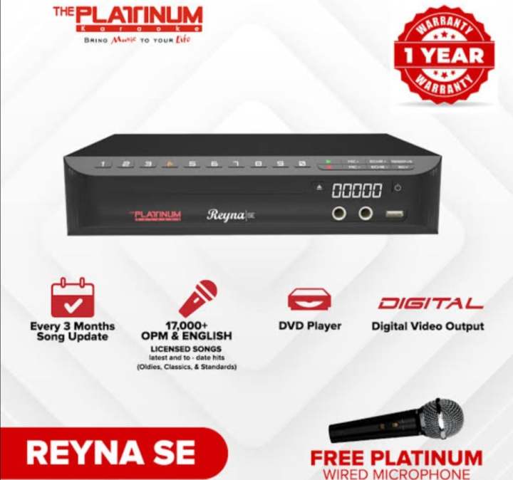 PLATINUM REYNA SE DVD KARAOKE PLAYER WITH FREE WIRED MICROPHONE OVER ...