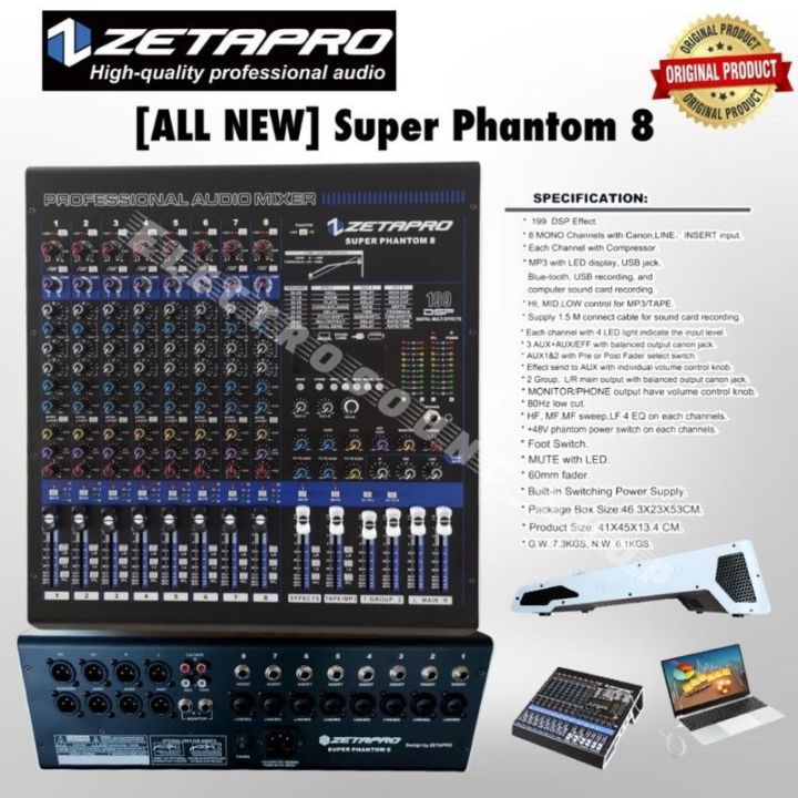 MIXER AUDIO ZETAPRO SUPER PHANTOM 8, COMPRESSOR / Zetapro Original | Lazada Indonesia