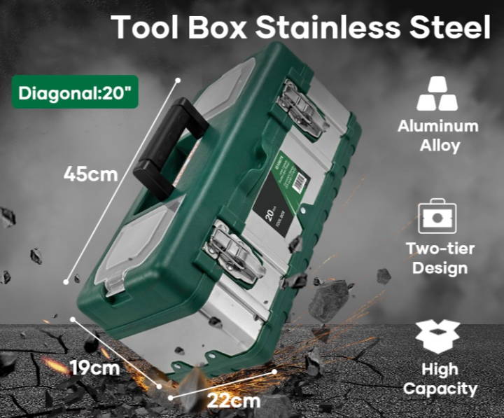 Plastic Iron Tool Box With Buckle Latches Plastic Organizer Storage ...