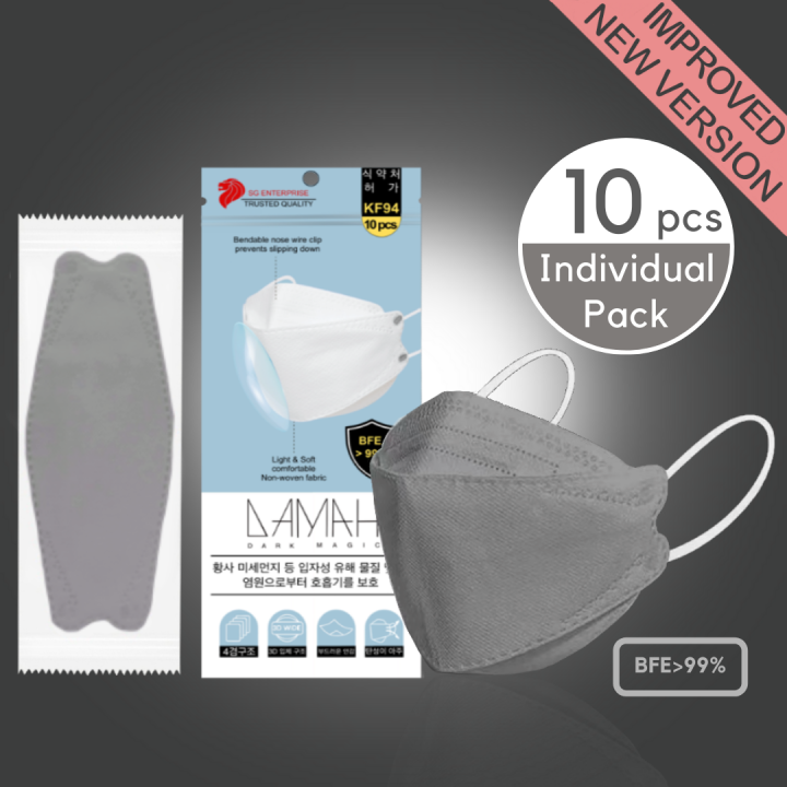 Dark Grey [Ready Stock] 4 ply 3D Korean Mask Disposable KF94 Face Mask ...