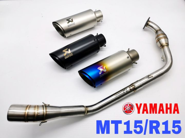 Yamaha R15 MT15 Full System Exhaust + Stainless Steel Power Boom Header ...