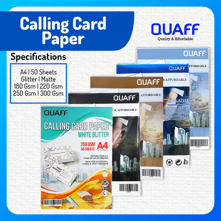 QUAFF A4 Size Double Sided Matte Calling Card Paper (50sheets / pack ...