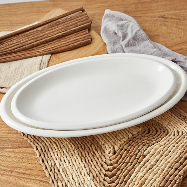 Ceramic Fish Plate Steamed Plate Serving Oval Deep Dish Food Pinggan ...