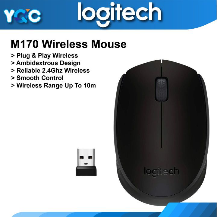 Logitech M170 Wireless Mouse, 2.4 GHz with USB Mini Receiver, Optical ...