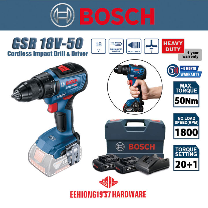 BOSCH GSR18V-50 18V Cordless Drill / Driver Brushless Motor Gerudi ...