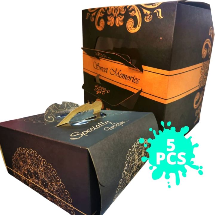 Kotak Kek (5pcs) 8X8X5, 10X10X5 Cake Box With Handle | Kotak Kuih Cake ...