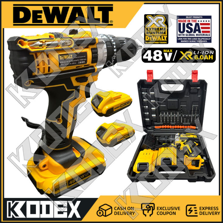 DeWalt Original Cordless Percussion Drill 48V 6.0Ah with Accessories ...