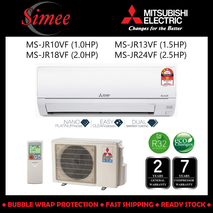 Mitsubishi Electric Air Cond 1HP 1.5HP 2.0HP 2.5HP Mr Slim Air Conditioner R32 Refrigerant MS ...