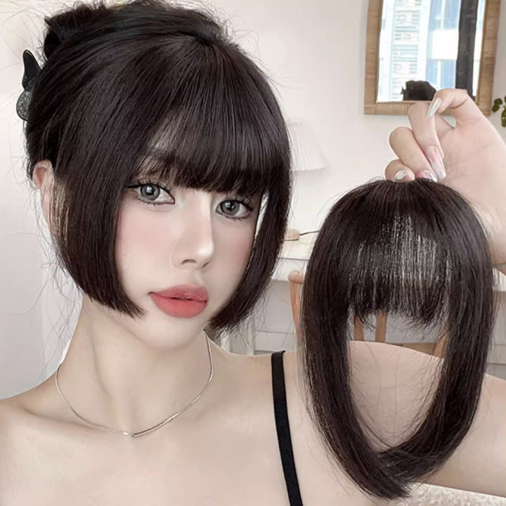 Grupheaso Cute Princess Bangs Wig Middle Part Wig Piece Two Sides Wig ...