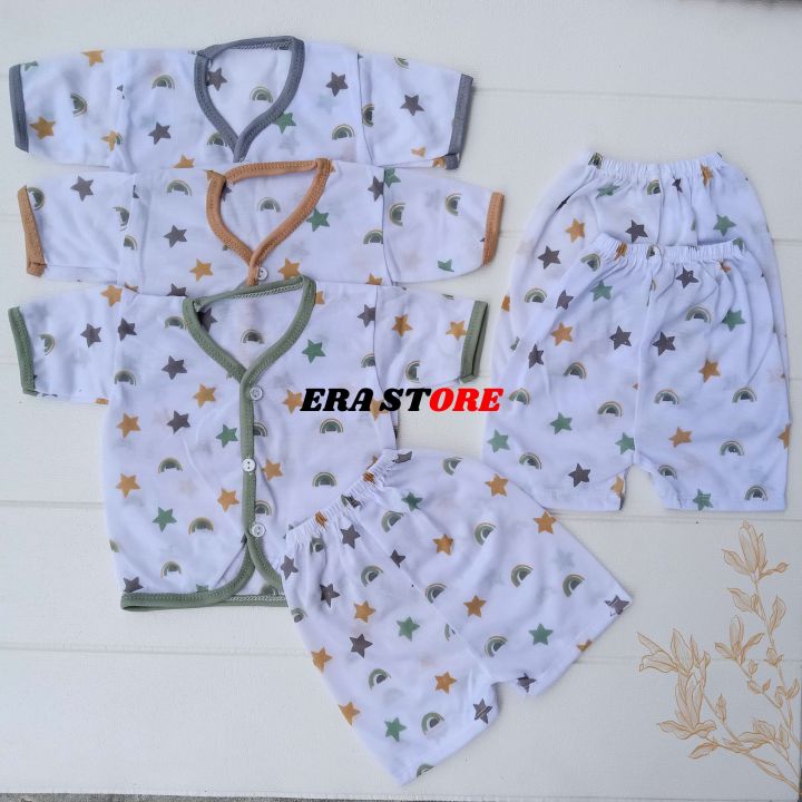 ISI 3 SET BAJU BAYI LENGAN PENDEK + 3 CELANA PENDEK BAYI BARU LAHIR ...