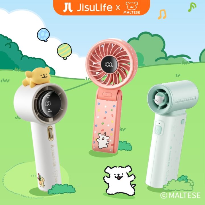 JISULIFE X MALTESE Fan Protable Rechargeable Handheld Turbo Fan Strong ...