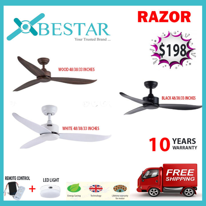 Bestar Razor 48" / 54" DC Motor Ceiling Fan with 24W-3 Tone LED and ...