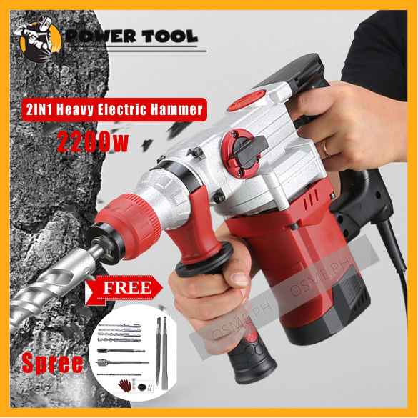 Sds Plus 2200w Heavy Duty Electric Hammer Drill With Chisel And Drill