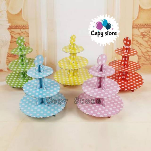 Cake Tier Polkadot / Standing Cake / Tempat Kue / Cupcake Stand ...