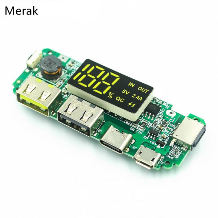 LED Dual USB 5V 2.4A 2A 1A Micro/Type-C USB 18650 Charging Module Lithium Battery Charger Board ...