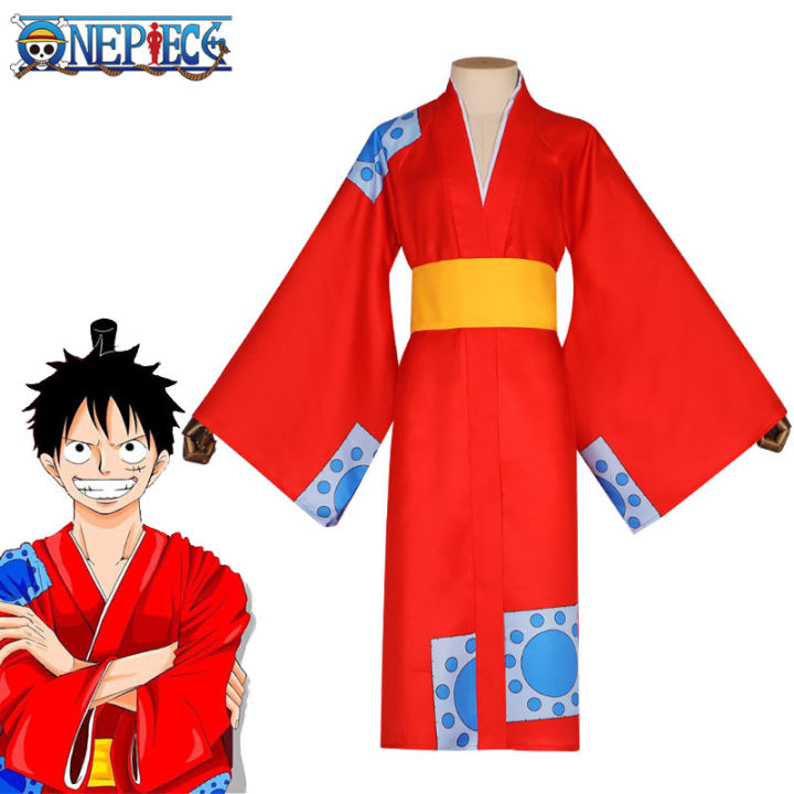 Anime One Piece Luffy Cosplay Costume Pirate King Monkey D Luffy Kimono ...