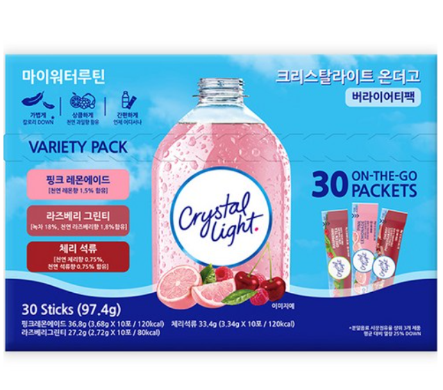 Crystal Light On the Go X 30 sticks (Variety Pack) Low Calories Natural ...
