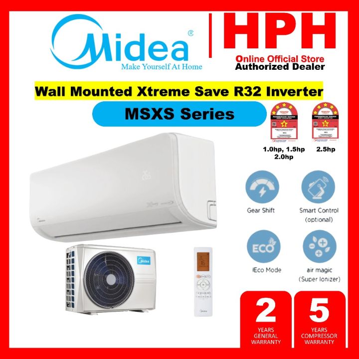 Midea R32 Air Conditioner (1HP / 1.5HP / 2HP / 2.5HP) Ionizer Xtreme Dura Aircond MSGD-09CRN8 ...