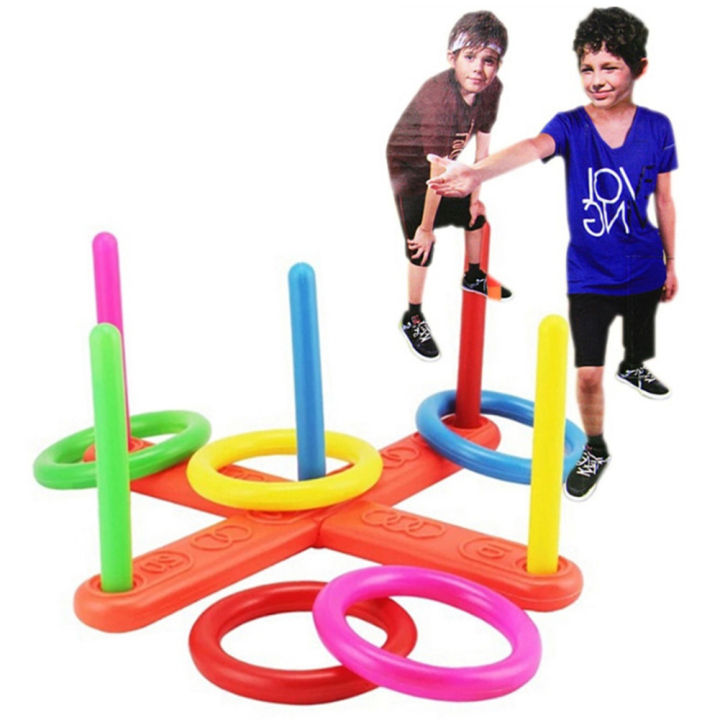1Set Plastic Hoop Ring Toss Quoits Garden Game Pool Toy Fun Set for Kids Children Family Outdoor ...