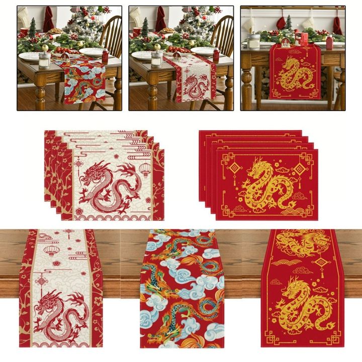 Year Of The Dragon Table Runner Chinese Dragon Table Flag New Year ...