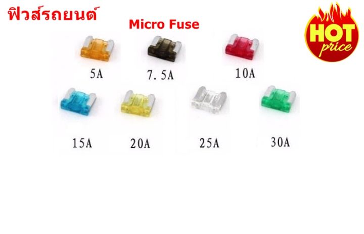 ฟิวส์รถยนต์ Micro Fuse ฟิวส์เสียบ ฟิวส์รถมอเตอร์ไซค์ ขนาด 15 A สีฟ้า ราคาชิ้นละ 7 บาท