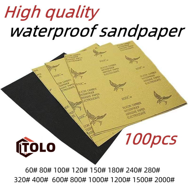 TOLO 100pcs waterproof sandpaper #60 to 2000# grit sand paper Multi ...