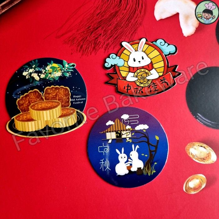 Label Hang Tag Greeting Card Mooncake Festival Kartu Ucapan Kue Bulan ...