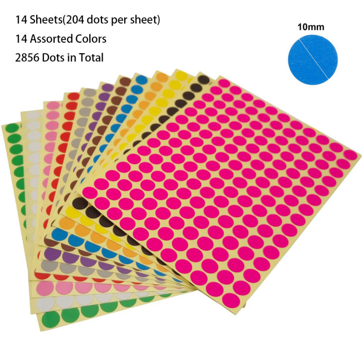 14 Sheets Small Color Coding Circle Dot Stickers Round Coding Dot ...