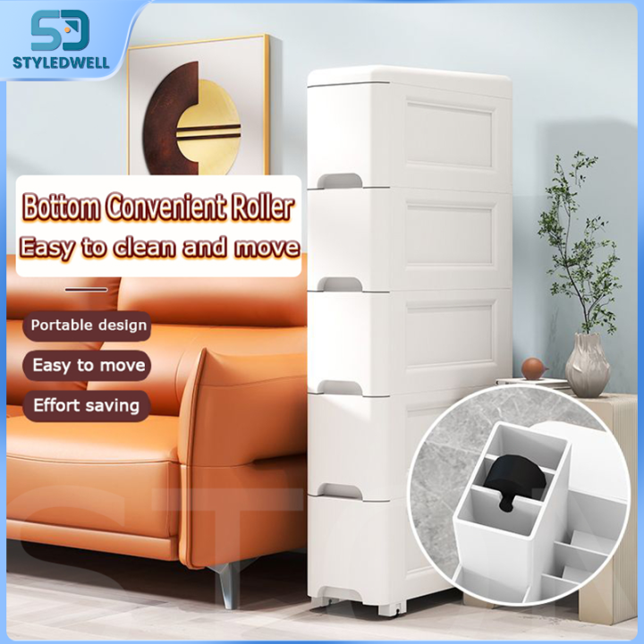 Multi-Layer Slim Plastic Drawer 15/25cm Storage Cabinet Gap Kitchen ...