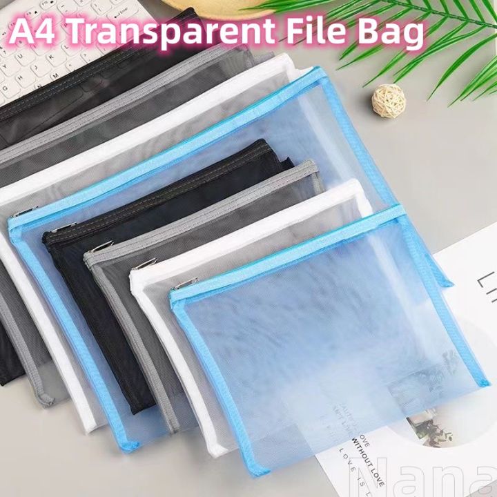 A4 Transparent Mesh Envelope Nylon Mesh Bag Pencil Bag with Zipper File ...