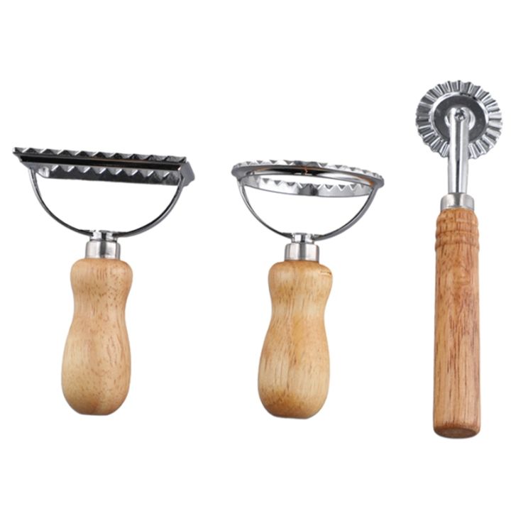 3Pcs Ravioli Stamp Maker Cutter with Roller Wheel Set,Mold with Wooden ...
