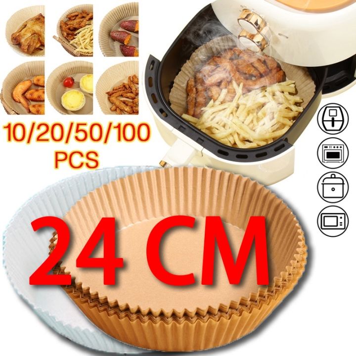 100pcs 24cm Air Fryer Disposable Baking Papers Non-Stick Steamer Round ...