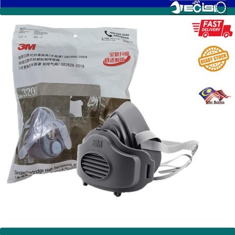 3M 3200 Half Face Dust/Gas Mask Respirator AND 3701 Respirator Cotton ...