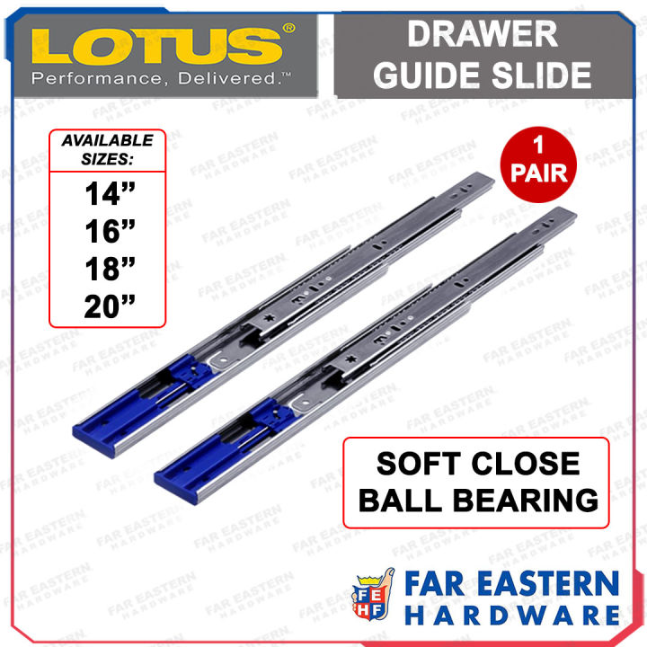 LOTUS Drawer Guide Slide Soft Close Ball Bearing 14" | 16" | 18" | 20 ...