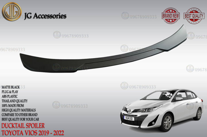 TOYOTA VIOS GEN 4 2019 TO 2025 REAR SPOILER WING MATTE BLACK DUCKTAIL ...