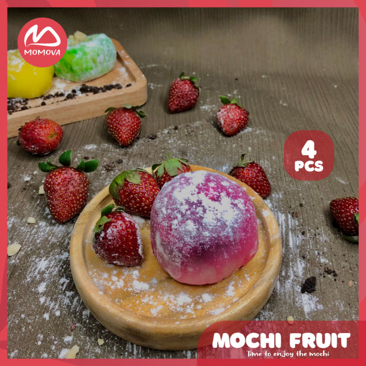 Mochi Fruit Daifuku Isi 4 Mochi Isian Buah Strawberry dan Selai Cokelat ...