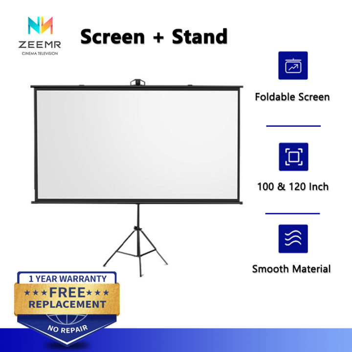 ZEEMR Projector Screen 100/120 Inch HD Vivid Color Better Viewing ...