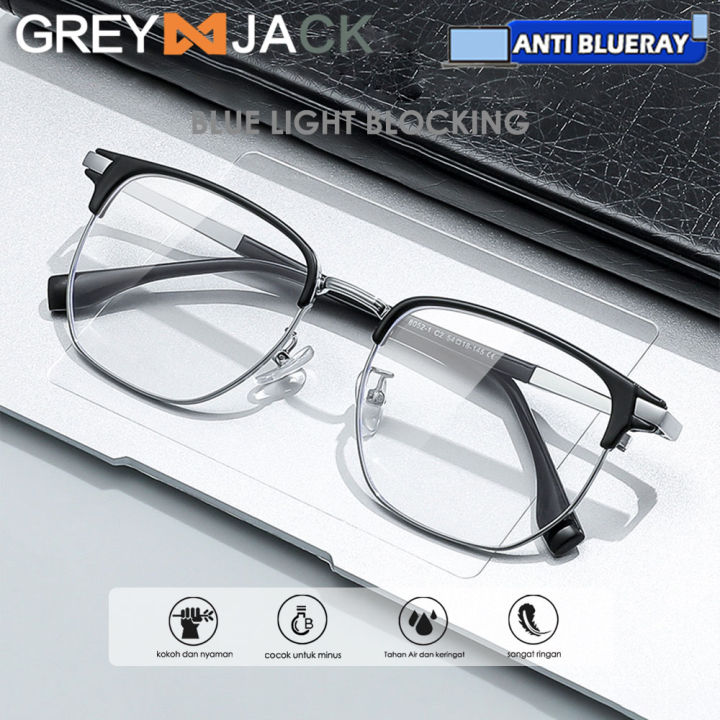 Grey Jack Kacamata Antiradiasi Blueray Kotak Bahan TR+Metal Ringan ...