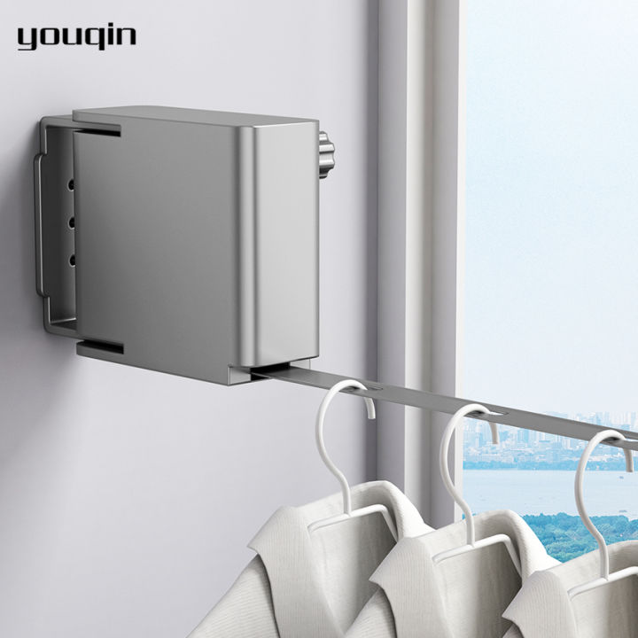 youqin 4.2m Rotating Indoor Invisible Clothesline with Hanger Hole ...
