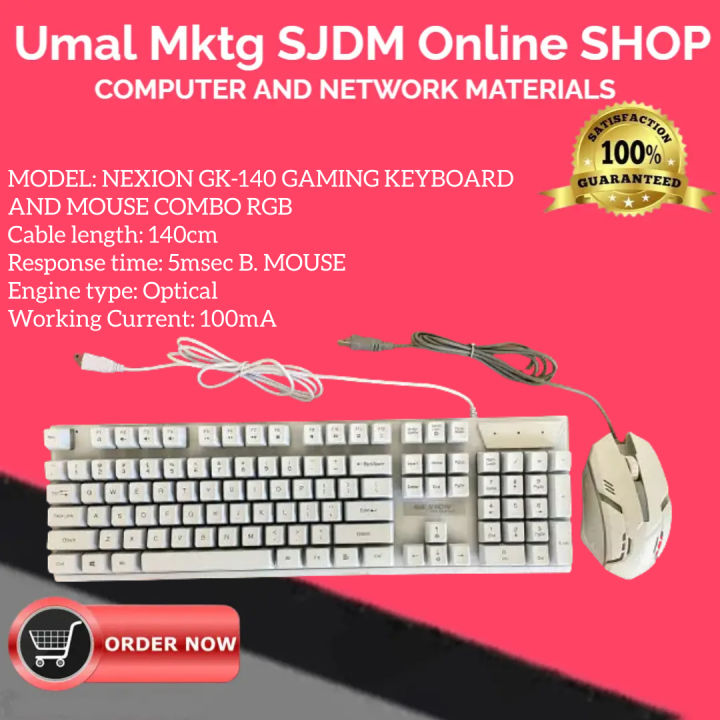 NEXION GK-140 GAMING KEYBOARD AND MOUSE COMBO RGB, USB WIRED BLACK ...