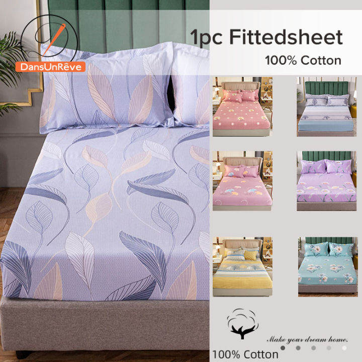 Dansunreve Pure Cotton Bedsheet Floral Fitted Sheet Soft Garterized Bed ...