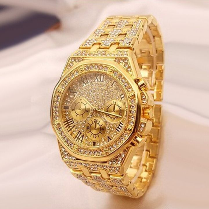 2022 Reloj Hombre Ice Out Watches Luxury Business Yellow Gold Watches ...