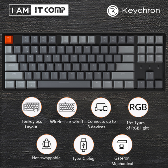 Keychron K8 TKL Wireless RGB Hot-swappable Gateron Mechanical Keyboard ...