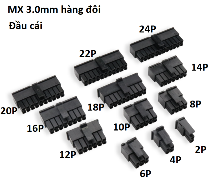 KO DÂY-HÀNG ĐÔI- Đầu nối MX 3.0mm Hàng Đôi Đực cái bán riêng (Giá đã bao gồm cos) (#MX3.0, MX 3. ...