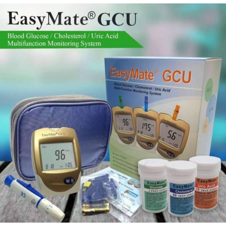 EasyMate GCU (Glucose, Uric and Cholesterol)Multifunction Monitoting ...