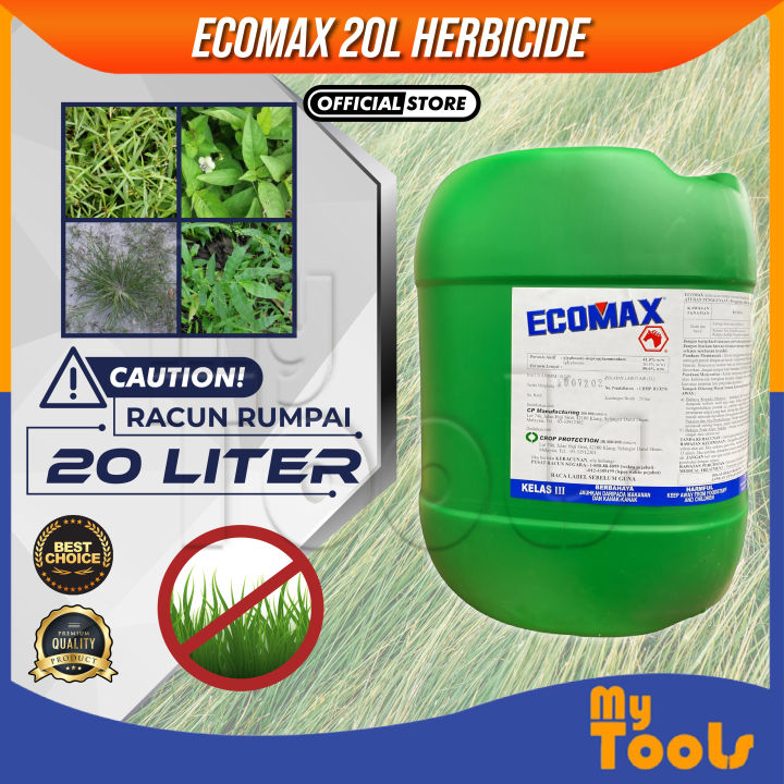 20 Liter Ecomax Herbicide 41% Class 3 Racun Rumput Rumpai Weeds Control ...