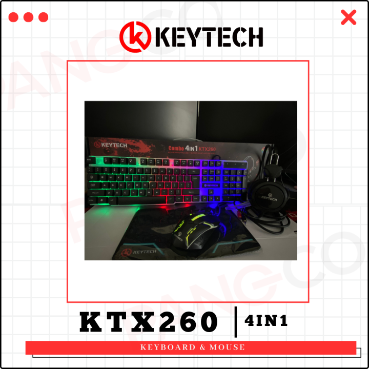 KEYTECH KTX260 COMBO 4 IN 1 Keyboad & mouse,Mousepad,Headset | Lazada PH