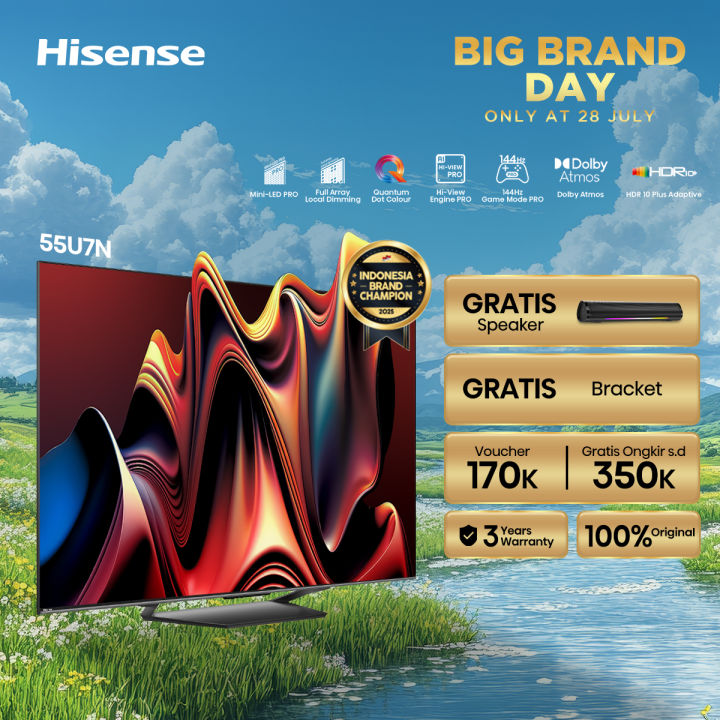 Hisense TV 55 inch - 55U7N - 4K Mini LED Quantum dot ULED The Ultimate ...