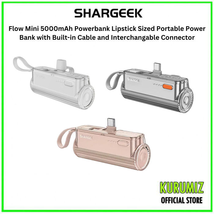 Sharge (Shargeek) Flow Mini 5000mAh Powerbank Lipstick Sized Portable ...