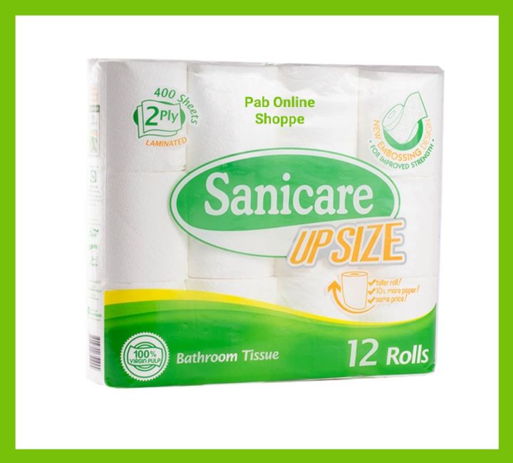 SANICARE UPSIZE | 12 ROLLS BATHROOM TISSUE | TOILET PAPER | 2 PLY 400 ...